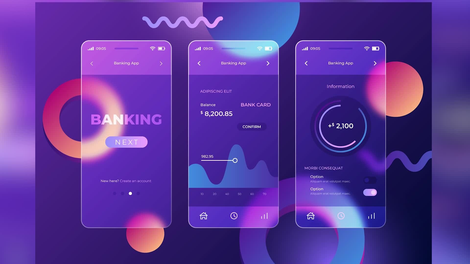 时尚酷炫磨砂透明毛玻璃质感APP图标UI设计网页Banner模板AI素材