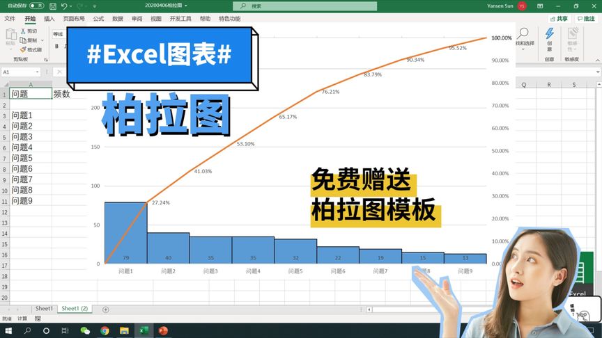 #excel图表#质量管理工具,柏拉图,免费赠送“全民求知季”