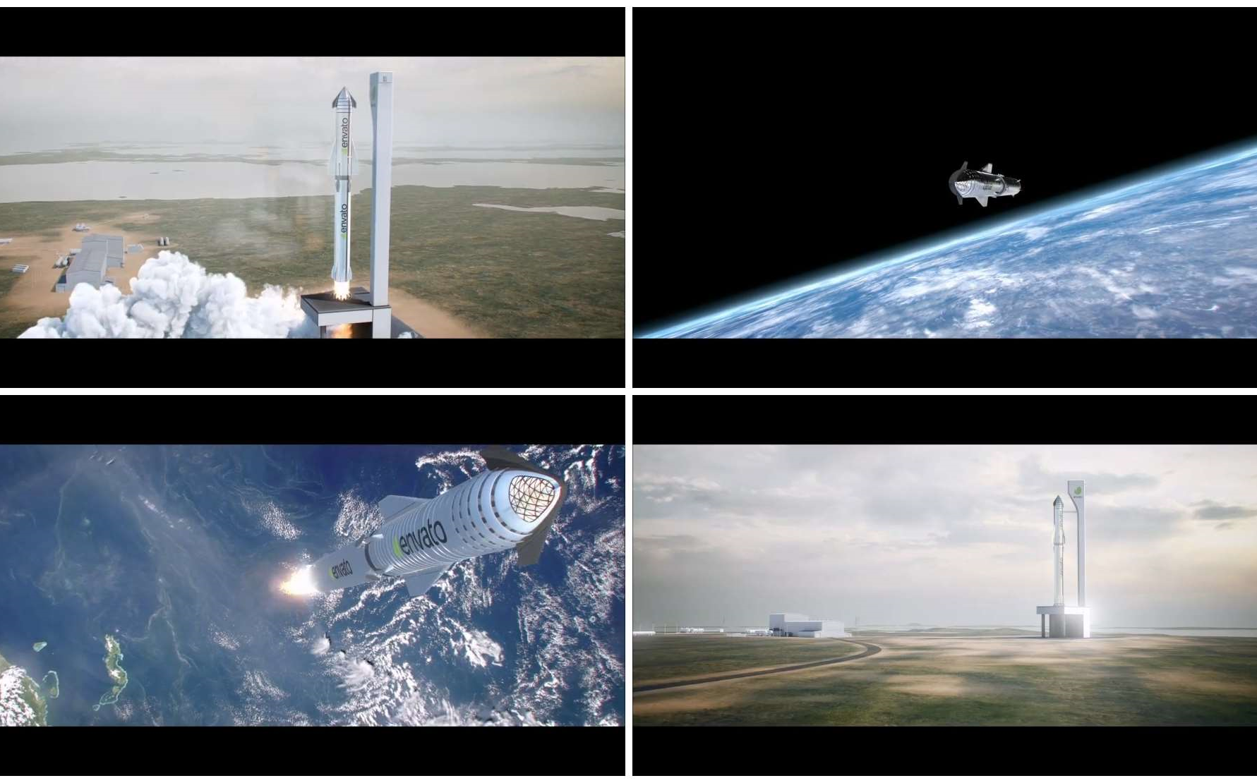 AE模板-特斯拉马赛克spacex火箭发射回收几何宣传片NASA可重复...