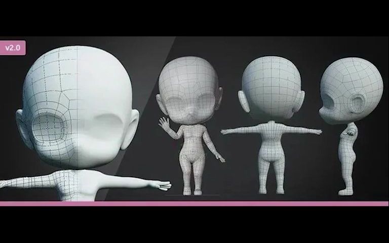 基础网格人物模型8款,适用于软件:Blender、C4D,素材格式:Blend、...