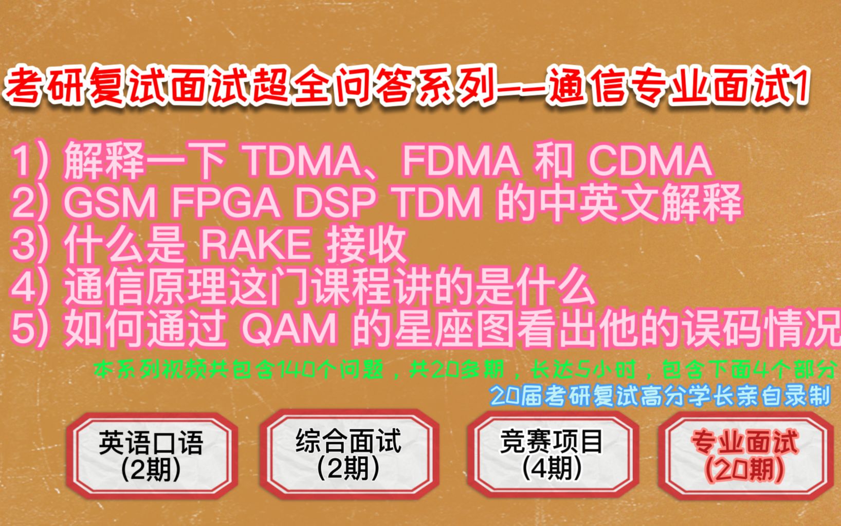【考研面试系列视频】第9期 || 通信考研专业面试1