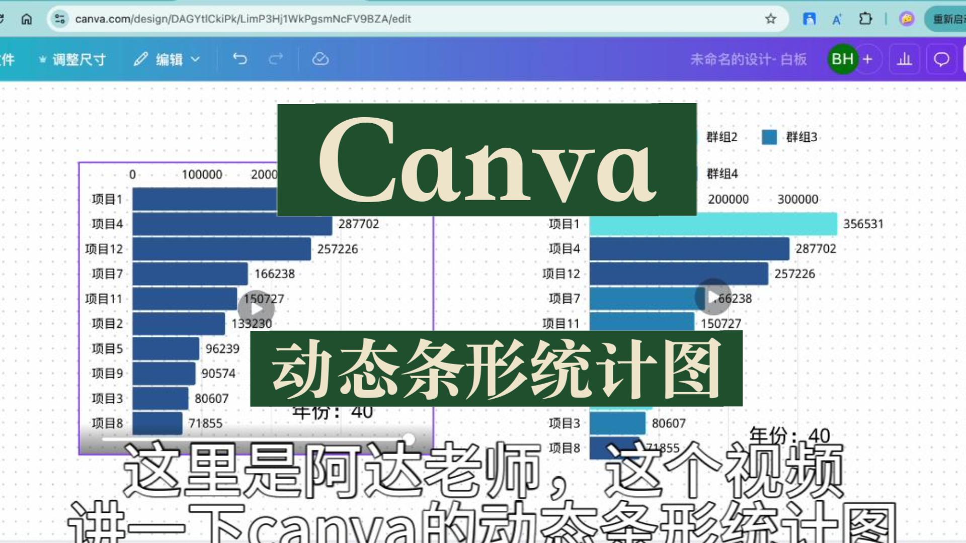Canva:动态条形统计图