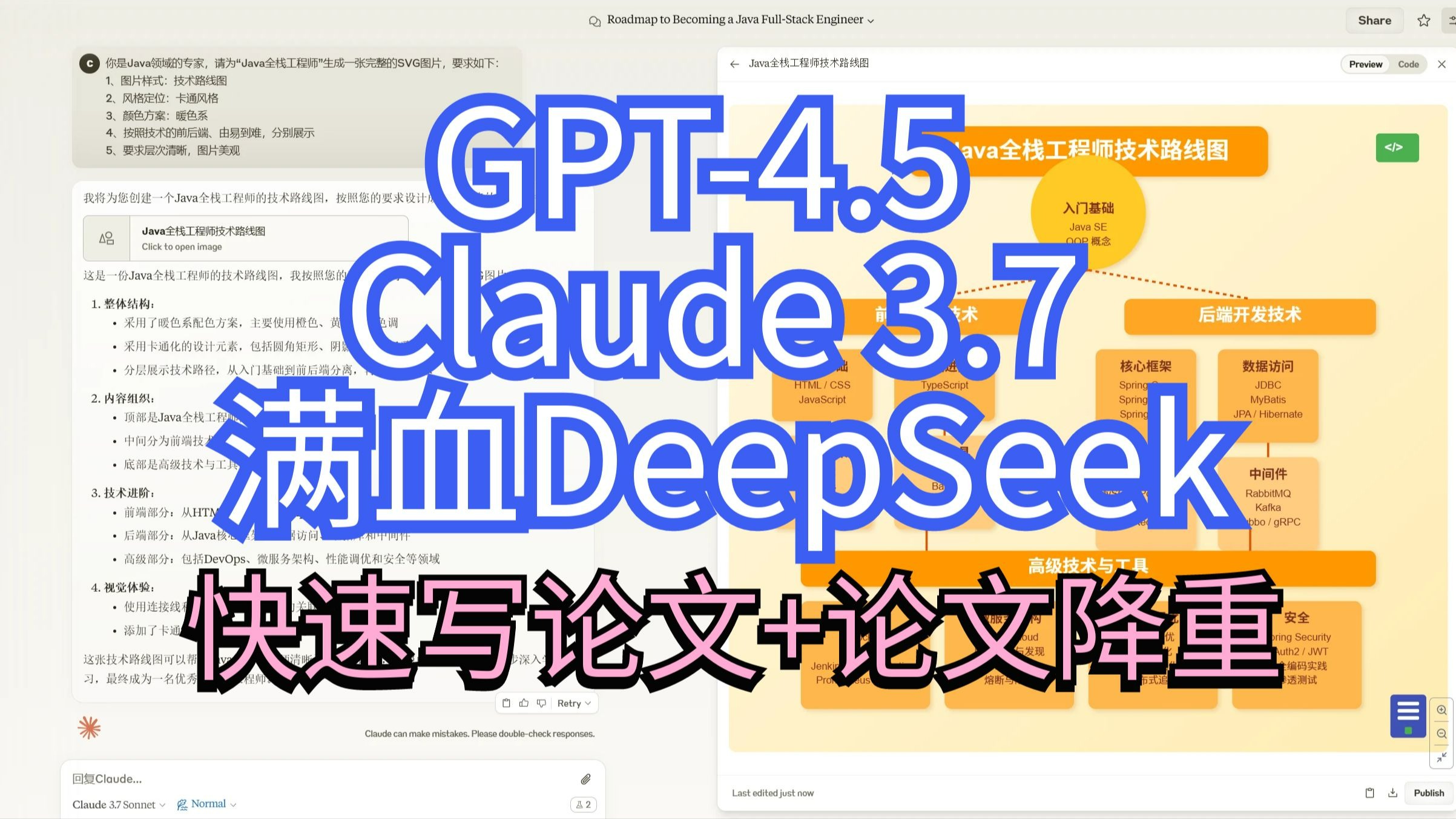 使用最新GPT-4.5、满血DeepSeek、Claude 3.7 Sonnent快速写论文,...
