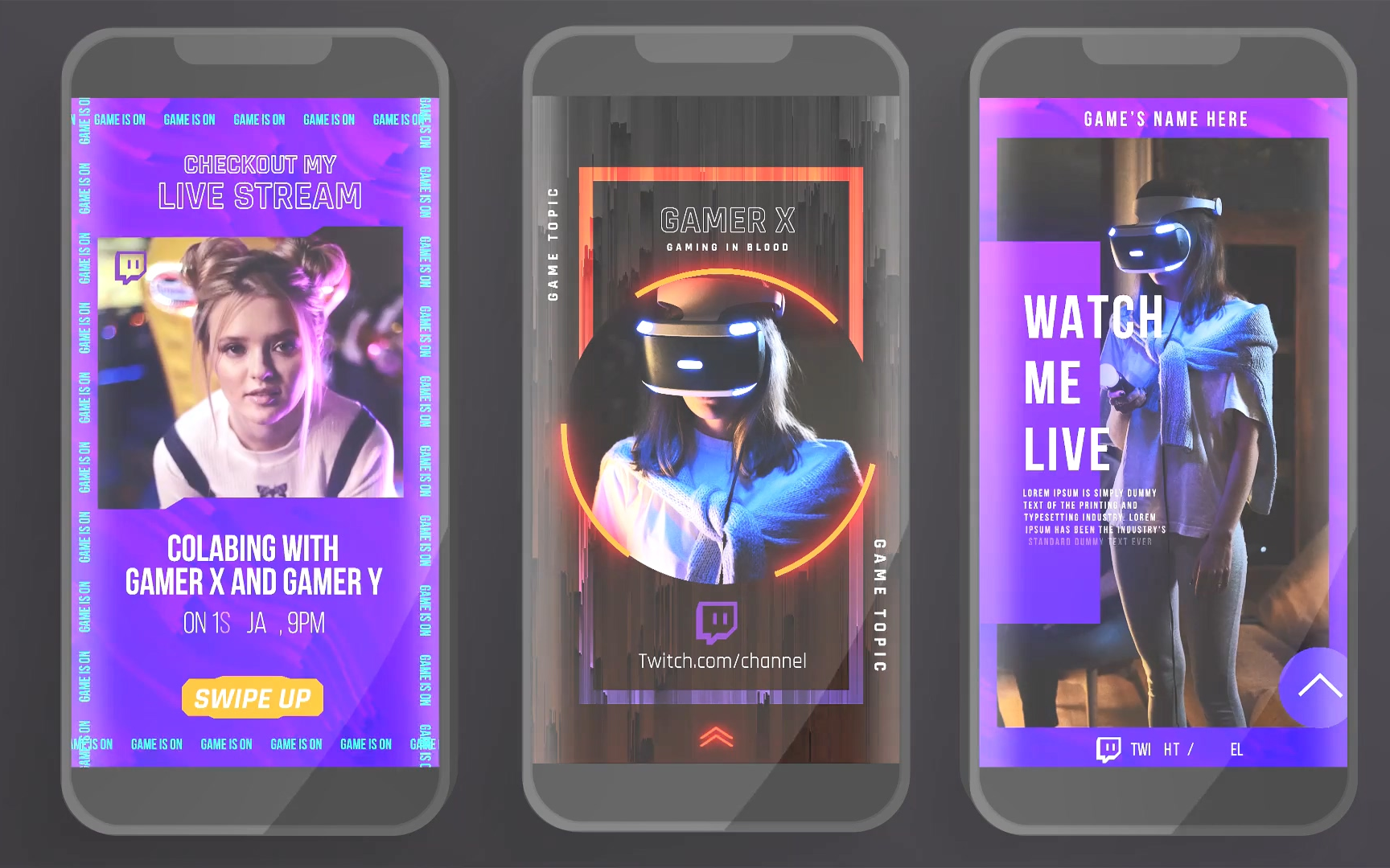 AE模板-30套游戏自媒体封面艺术海报模板分辨率:1080×1920p,1080...