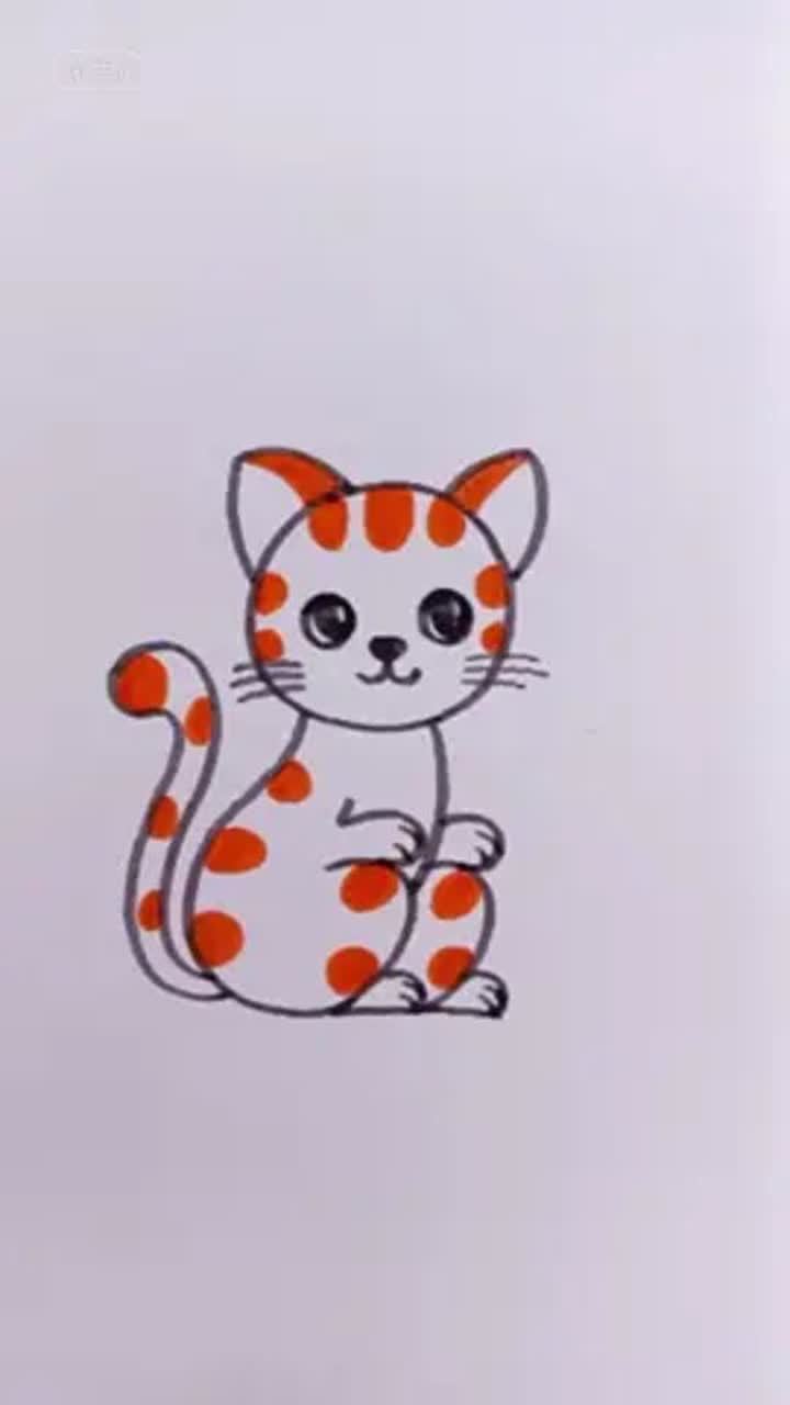 用数字画可爱的小猫咪简笔画 画画 一起学画画 小猫简笔画 儿童简笔画