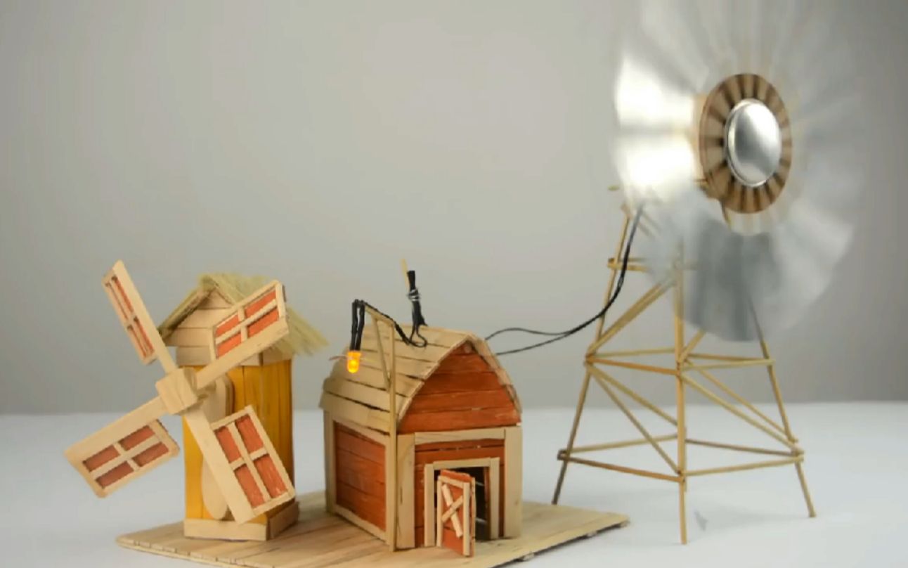 DIY风力发电机,荷兰风车模型。