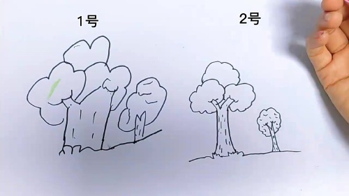 和妹妹比赛画大树,大树简笔画,简笔画小树,儿童画,创意画