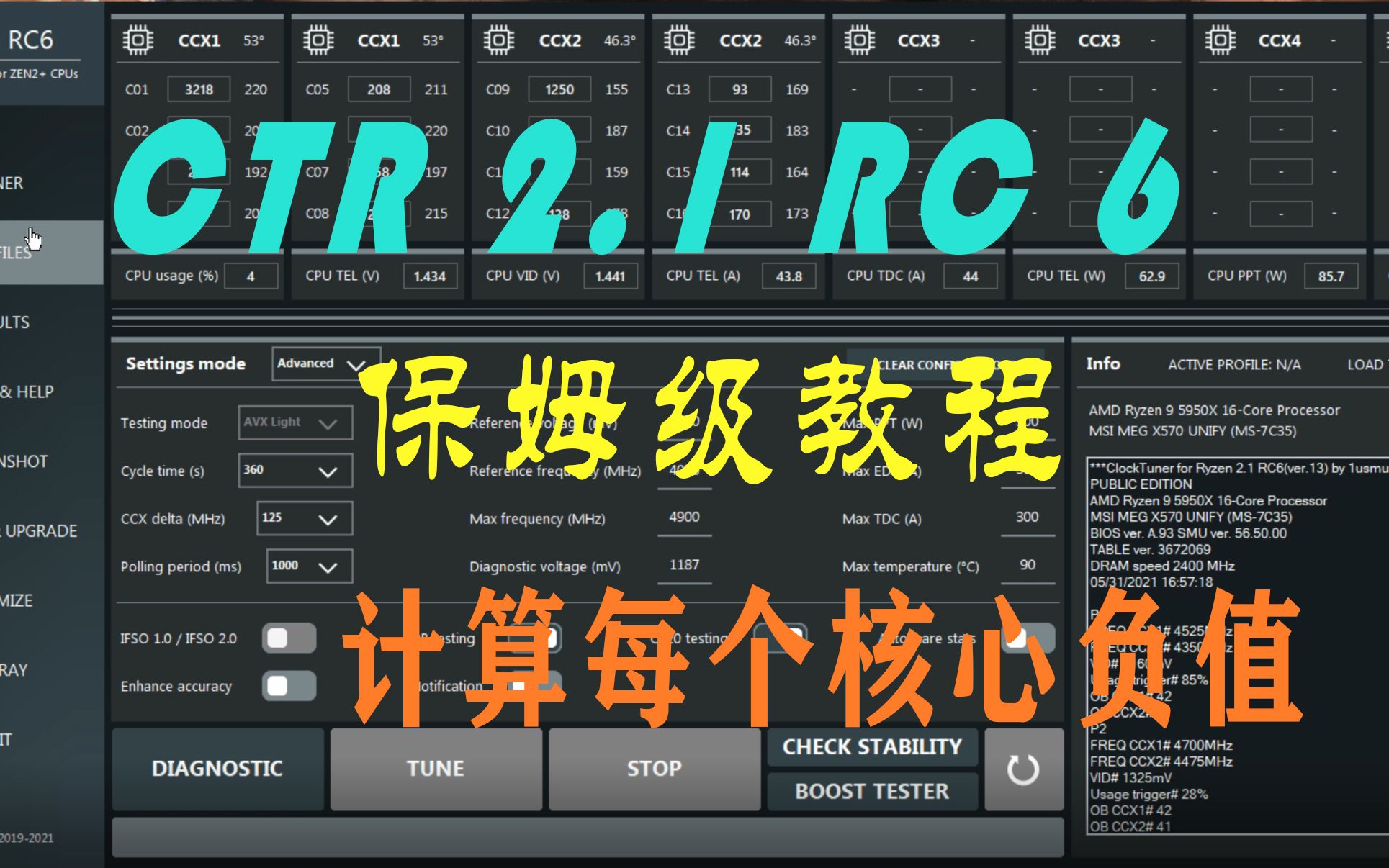 CTR2.1 RC6 保姆级教程 如何计算每个核心负数与MSI BIOS设置,你要...