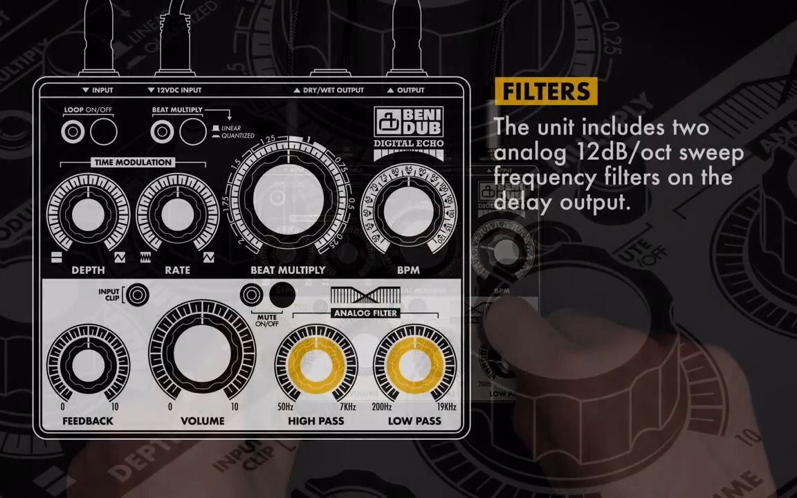 延时单块效果器 Benidub DIGITAL ECHO- Dub Delay Effects Processor