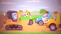 汽车动画：小吊车，挖土机工作视频动画