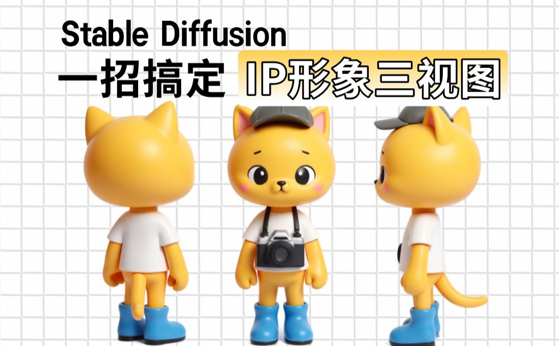 【SD教程】运用AI实现IP形象设计,IP形象2D转3D效果,IP形象三视图(...