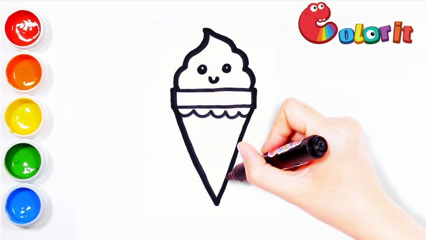 简单好画又美味的彩虹冰激凌