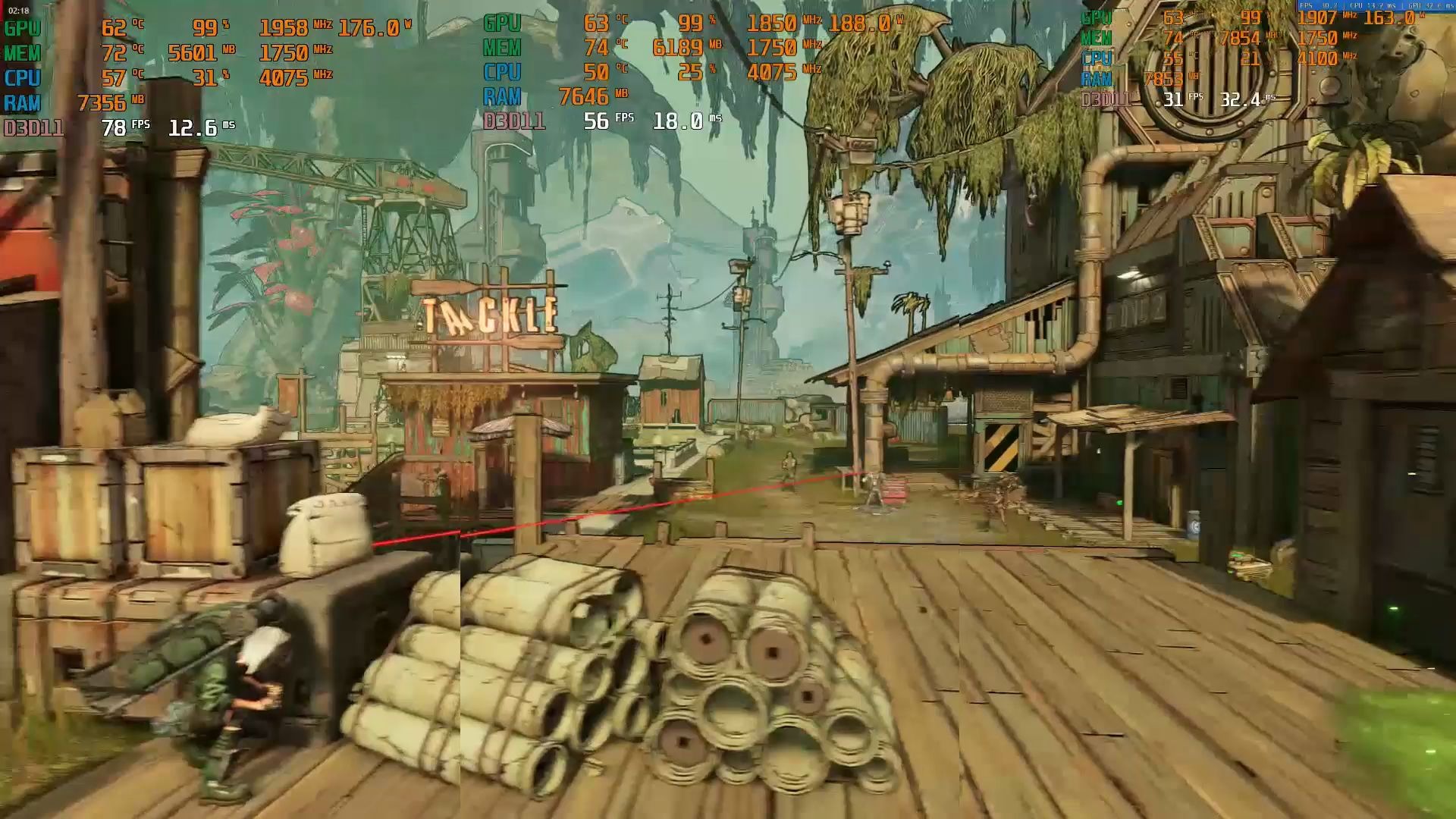 ...在无主之地3 DX11下在1080P和2K 4k分辨率最高画质下的FPS对比