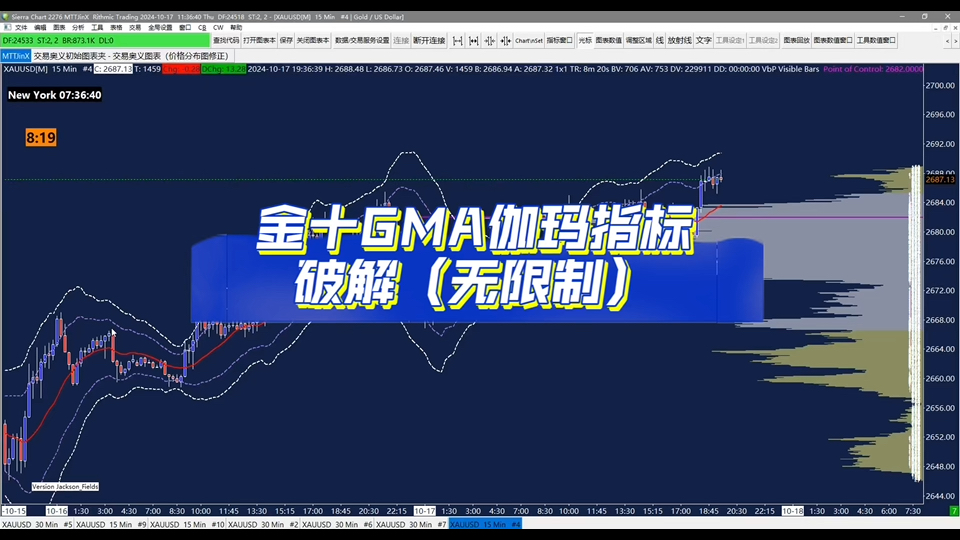 金十GMA伽玛指标同款,sierra Chart破解版,软件全功能解锁,GMA指标...