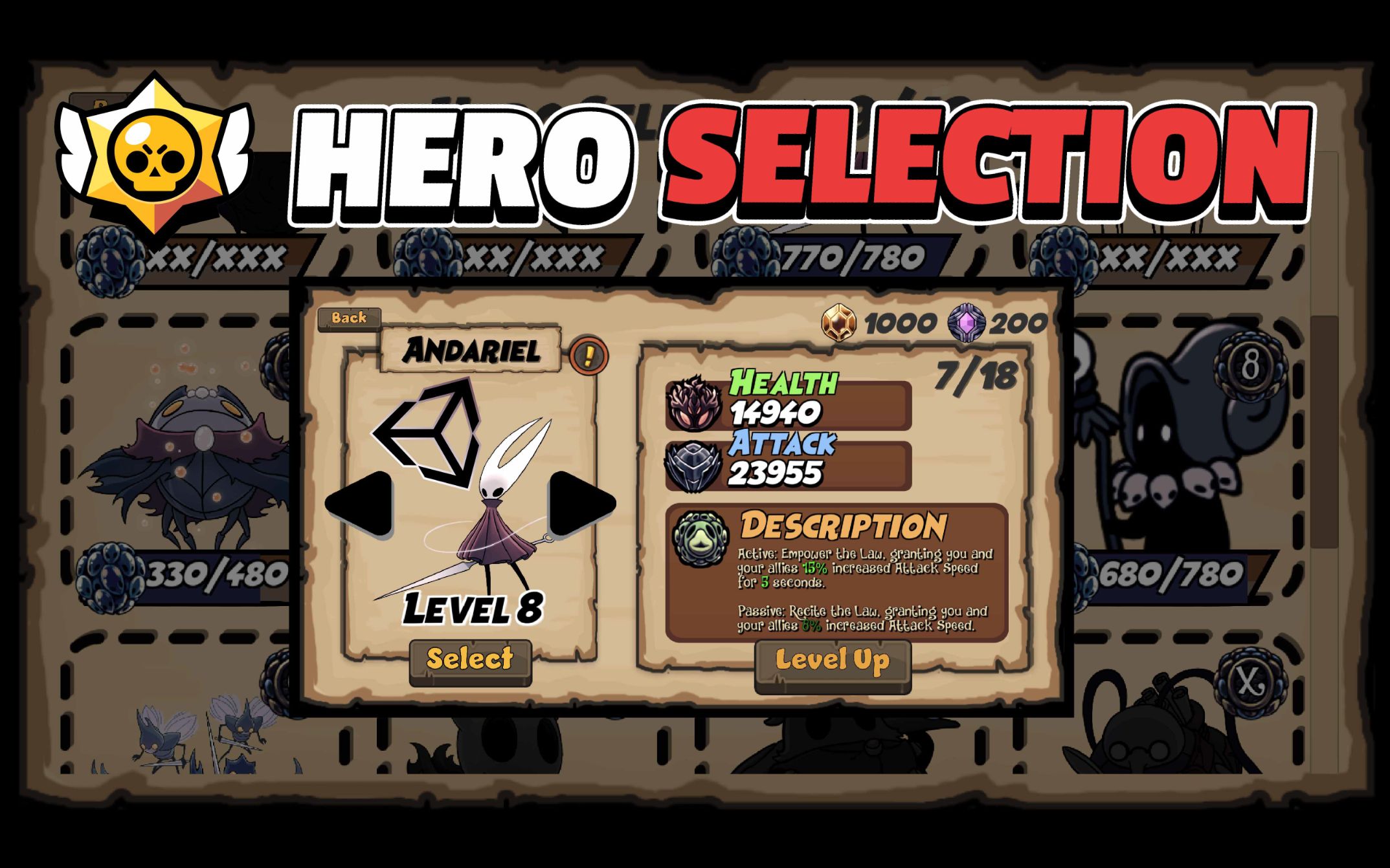 My Unity HERO SELECTION MENU (Recreate Brawl Stars) /角色选择...