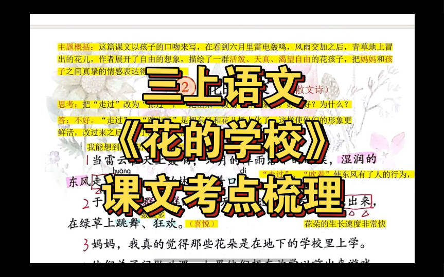 三上语文《花的学校》课文考点梳理