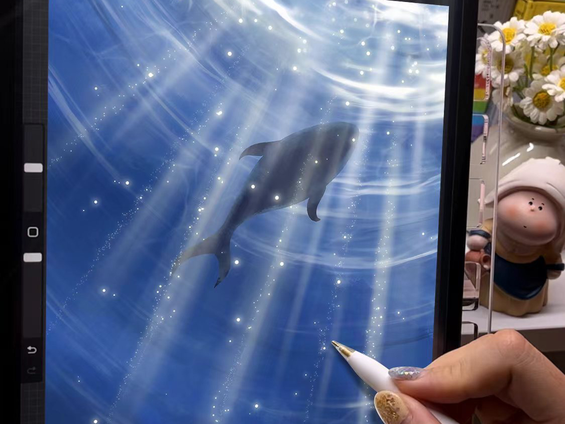 procreate 绘画过程 海底的丁达尔效应～ipad 插画注:文字前方有此“ߔ...