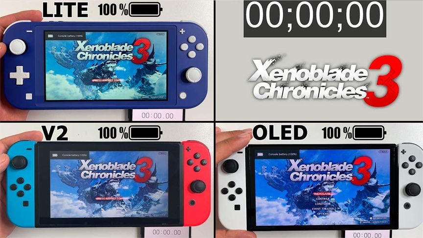测试Switch LITE, 续航版 、OLED版 运行《异度神剑3》续航对比