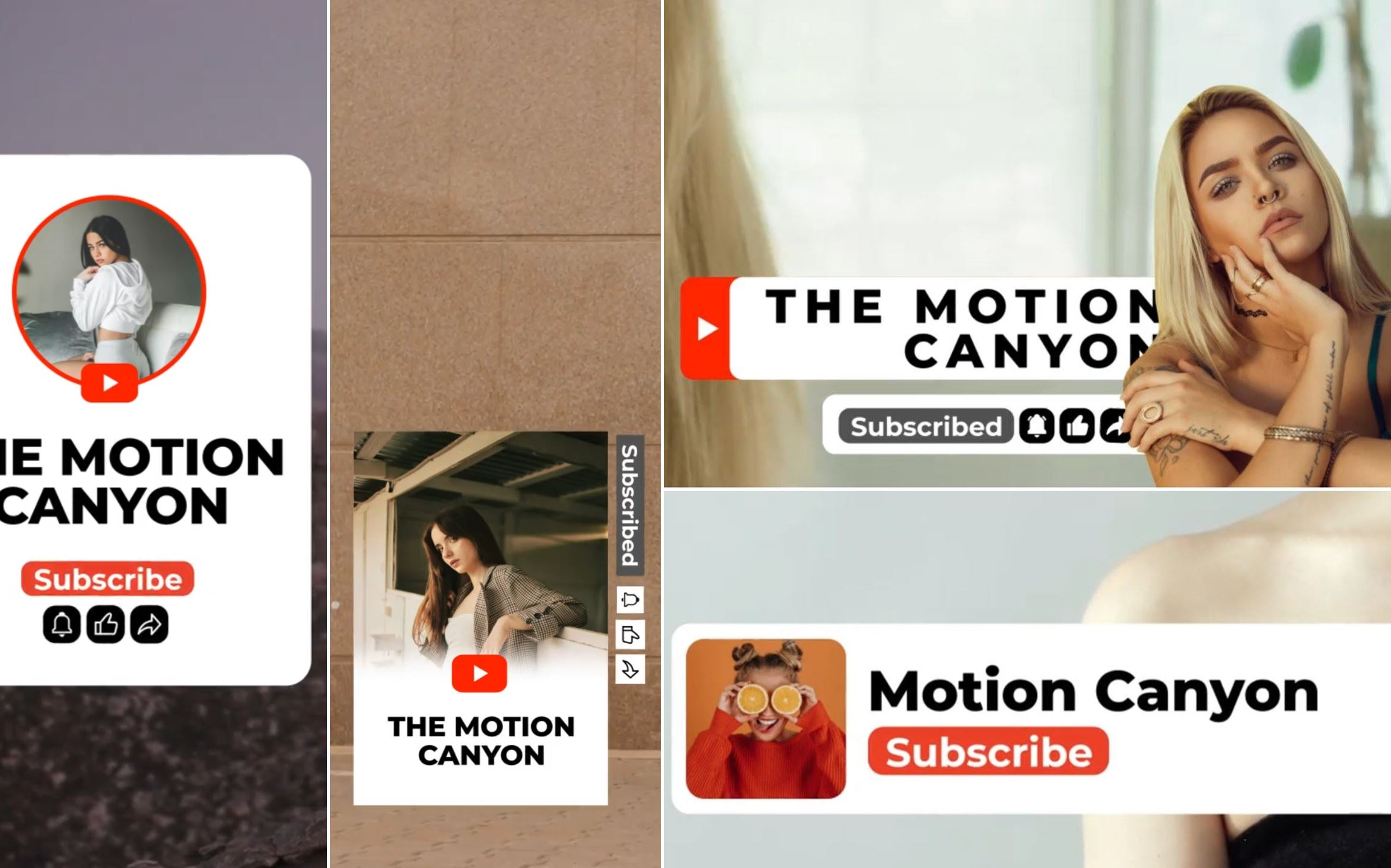 AE模板-YouTube引导点赞关注小部件人物头衔头像