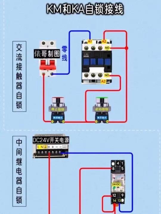 交流接触器自锁和中间继电器自锁对比,原理其实一样