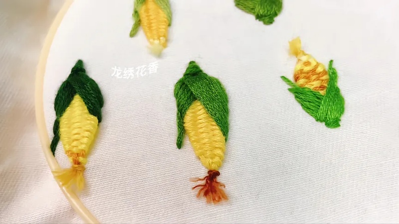 详细版立体玉米刺绣教程来啦!看完视频你也会绣了,简单漂亮