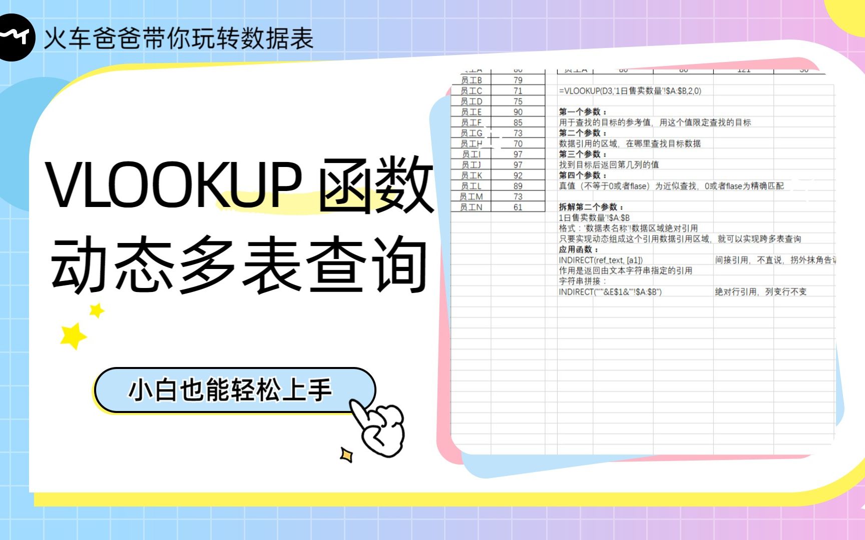 VLOOKUP函数,实现多表动态查询(嵌套INDIRECT函数)