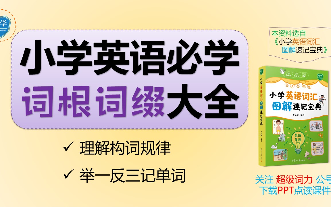 小学英语词根词缀大全_思维导图展示词根词缀+例词_构词说明解释...
