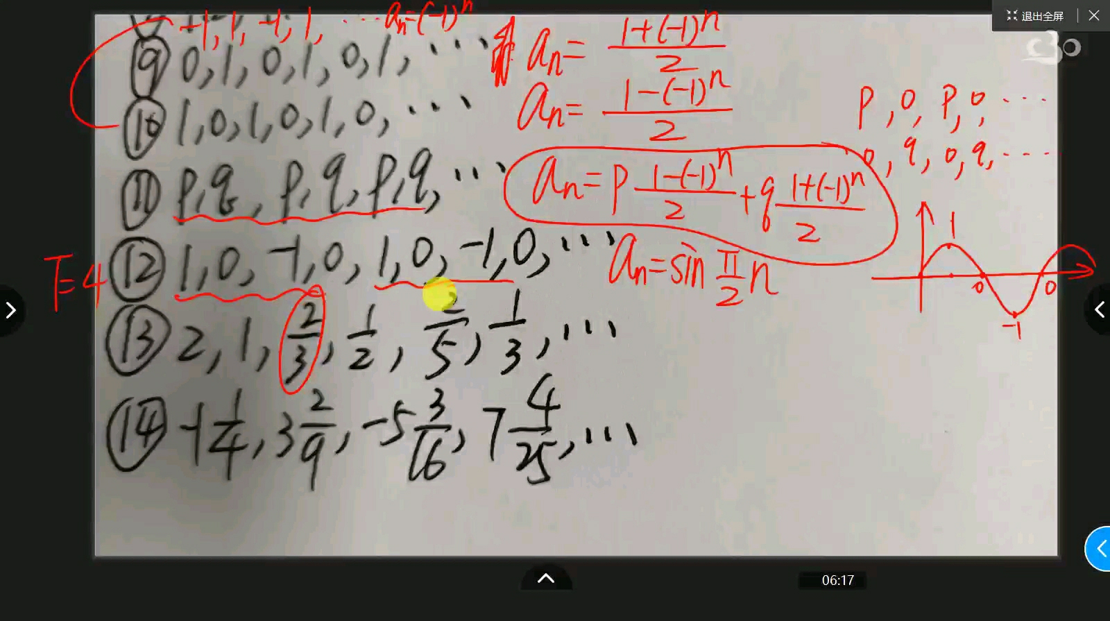由数列的前几项写出其一个通项公式