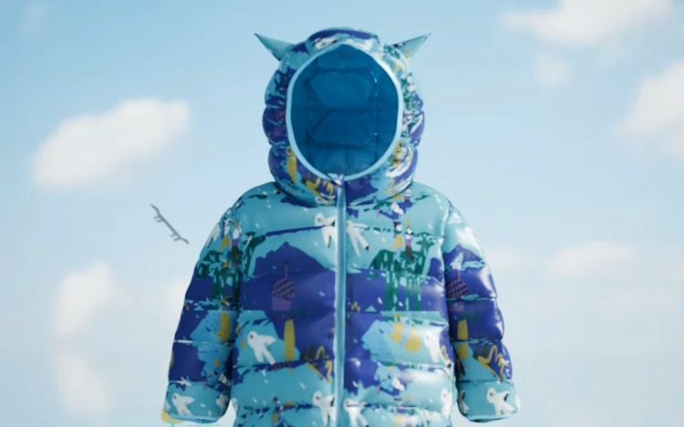 羽绒服儿童母婴衣服三维视频TVC制作C4D建模OC渲染力正设计