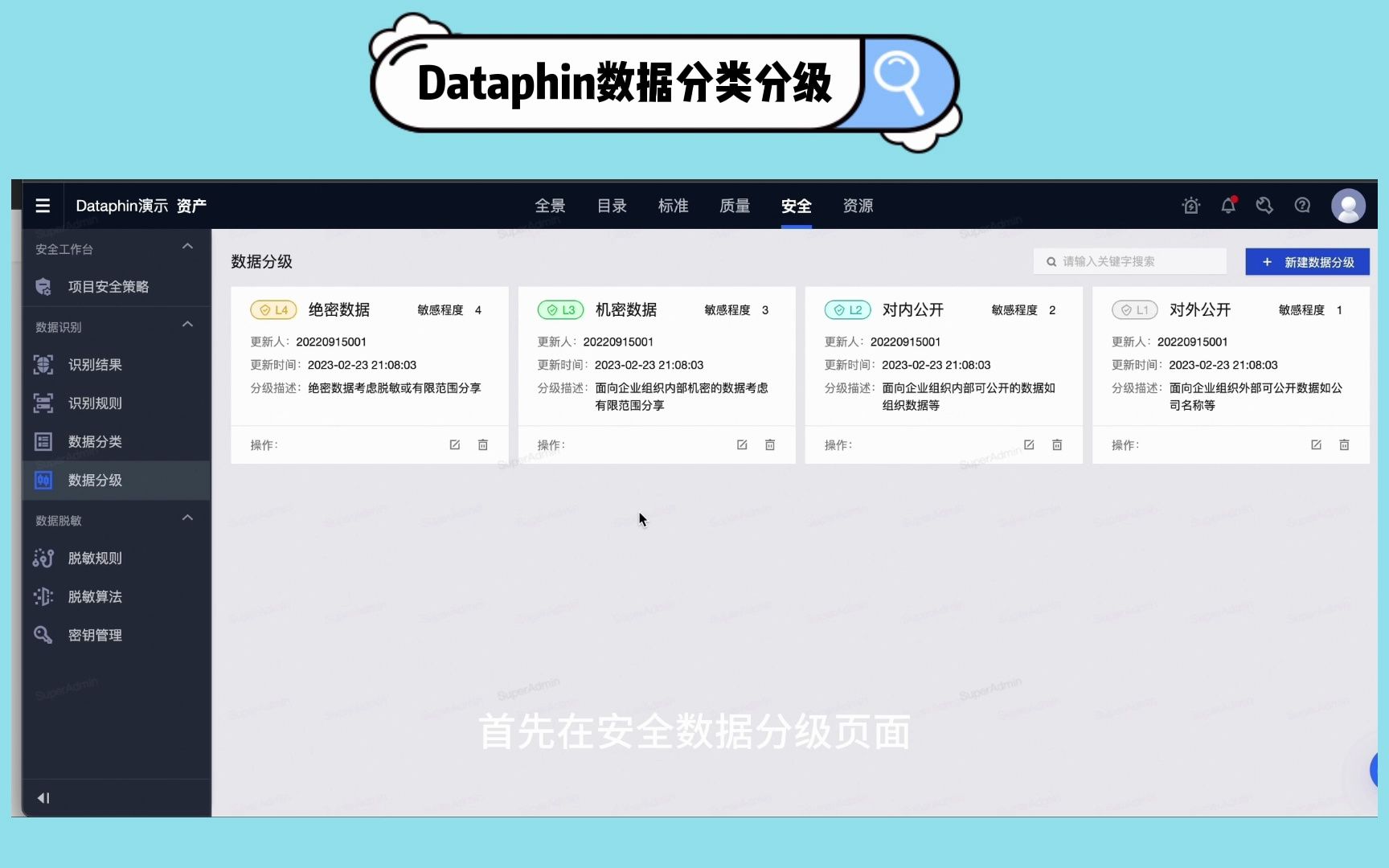 【Dataphin实操演示】数据安全①数据分类分级