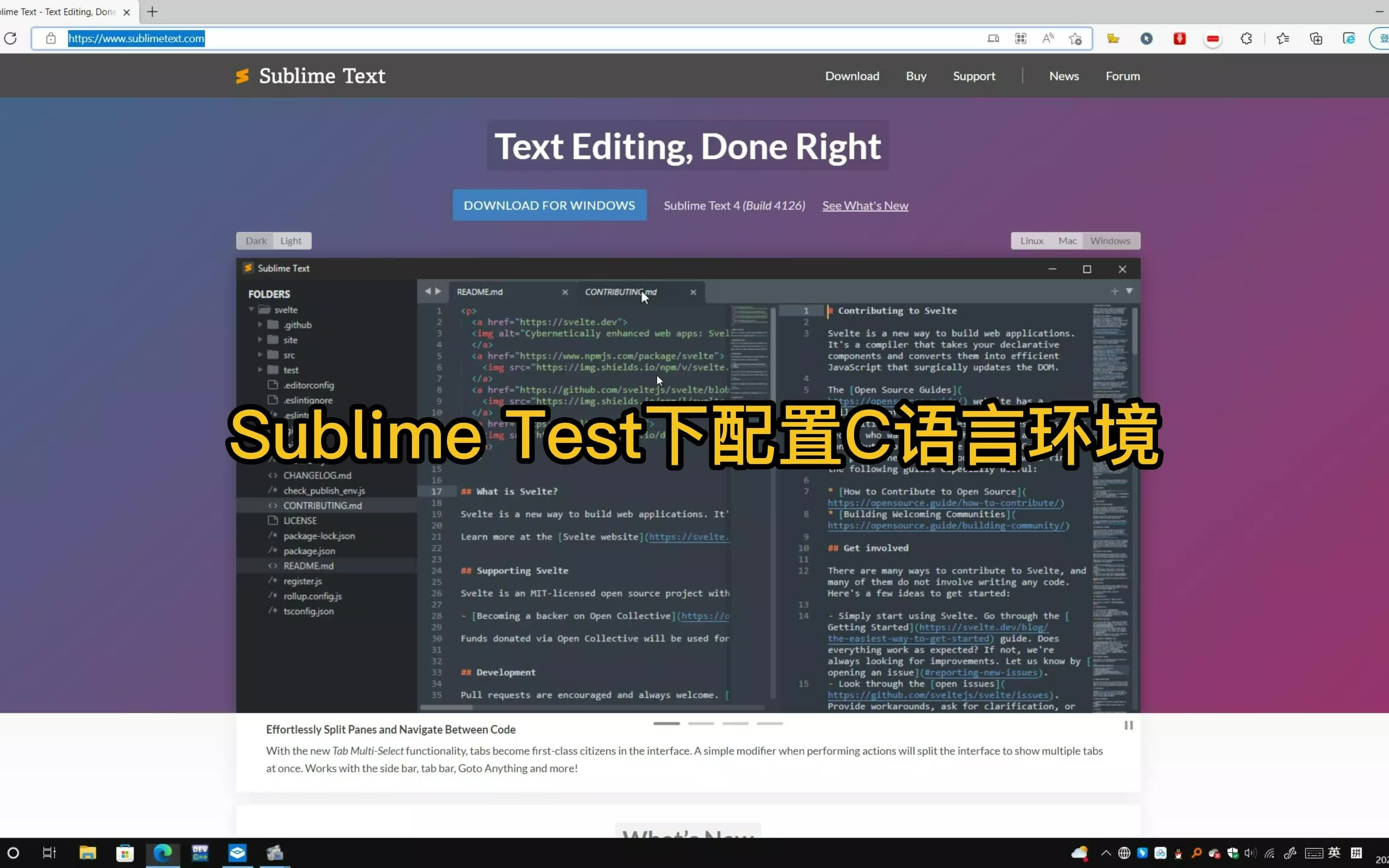 4分钟在 Windows 10 中的 Sublime Test配置c语言环境
