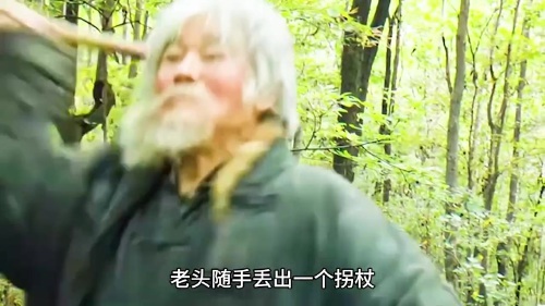 老头随手丢出一个拐杖岂料恰好救了男孩一命!