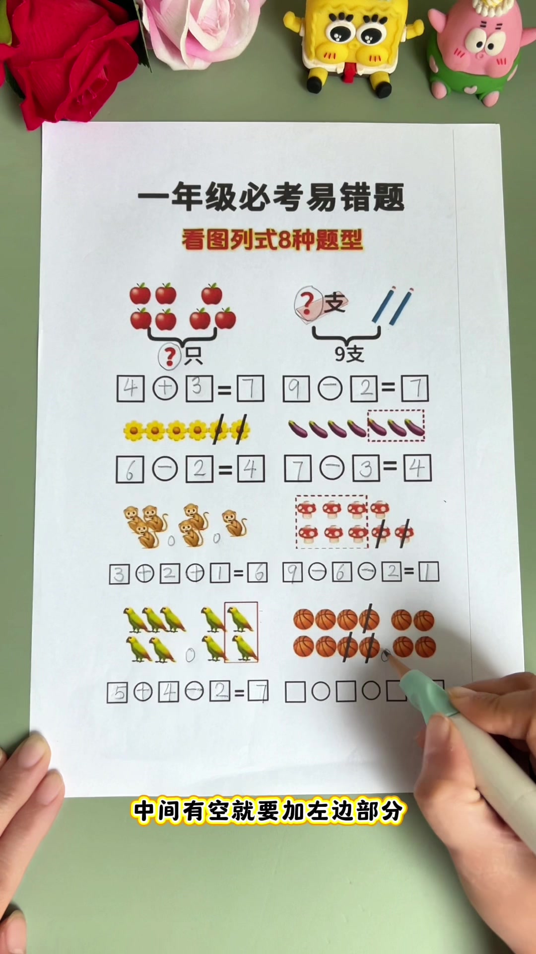 一年级的孩子,#看图列算式 是期中期末必考题型,不仅要求会做还要...