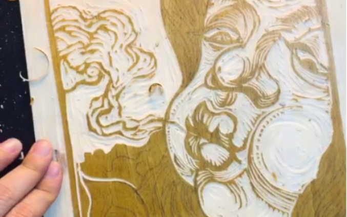 【木版画】范老师带你做版画04-背景与头发的雕刻