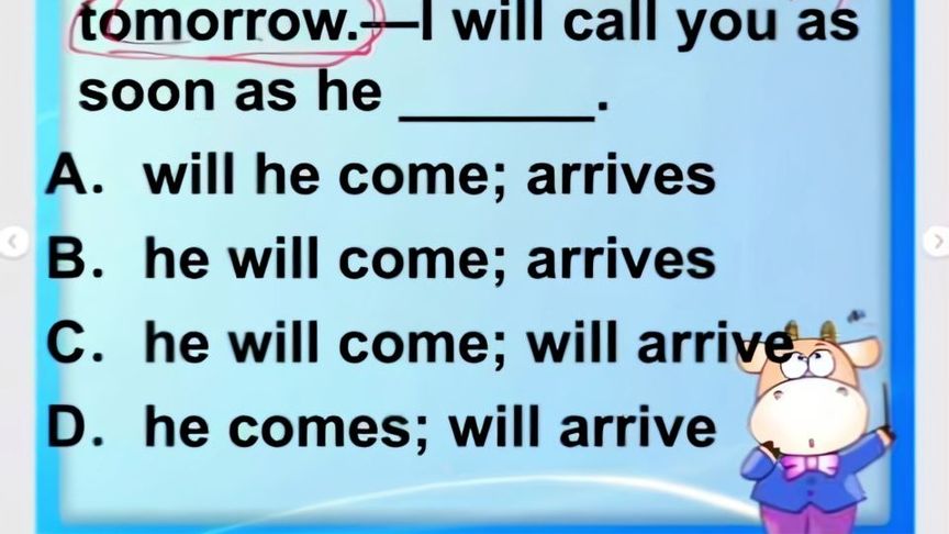 小学初中英语语法一般现在时讲解,when和as soon as引导主将从现