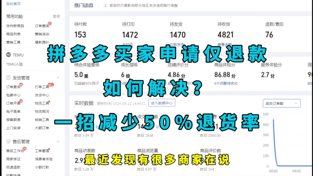 拼多多买家申请仅退款如何解决?一招减少50%退货率!
