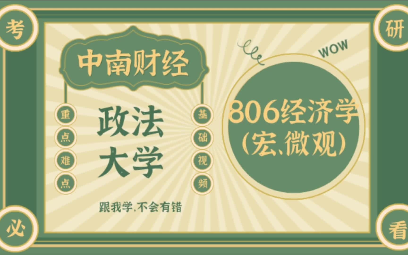 ...中南财经政法大学806经济学(宏、微观)重难点突破——基础讲解视频