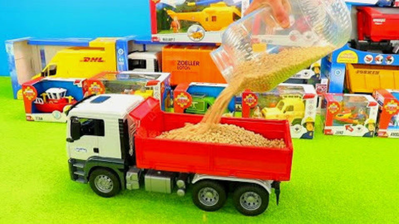 玩具车动画:运输车,直升机和消防车