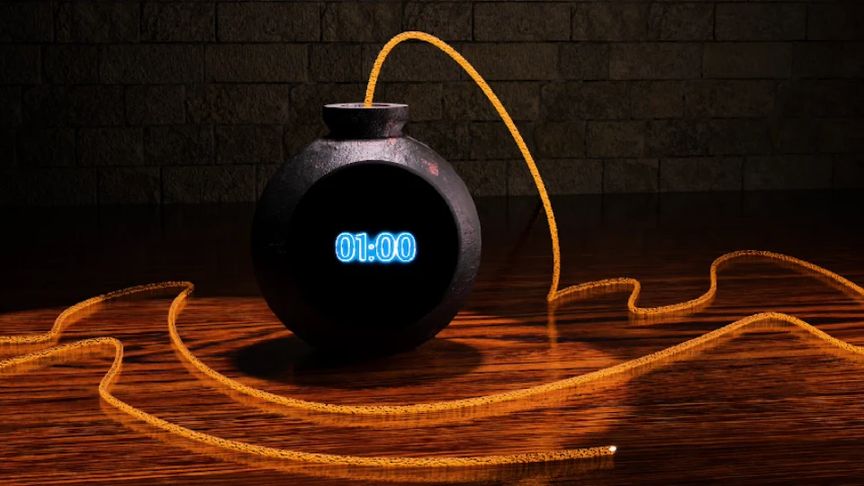 1分钟后炸弹ߒ�爆炸,计时开始
