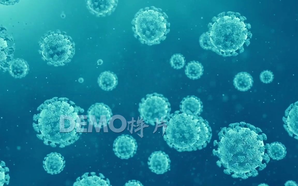 b434 新冠肺炎病毒模型3D动画特效蓝色高科技医疗医院宣传公益宣传...