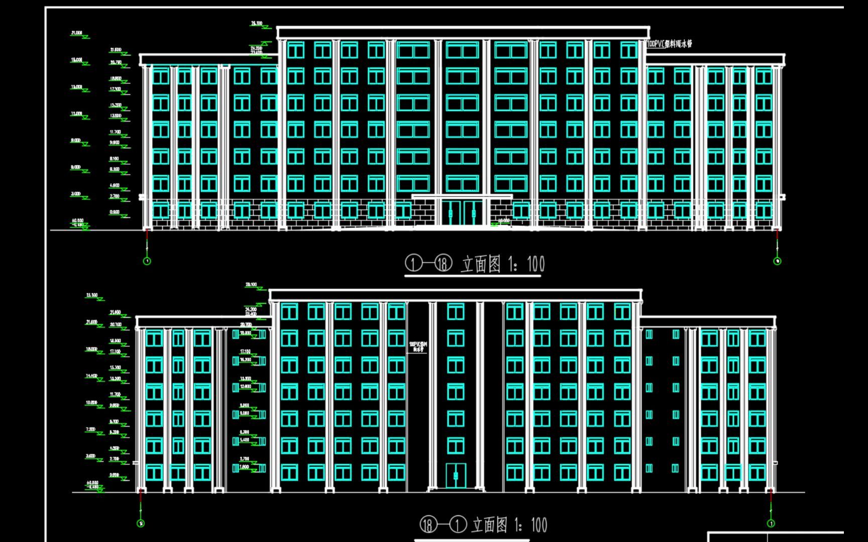 ...七层,裙房六层框架办公楼(含计算书、开题报告、建筑结构图、PKPM