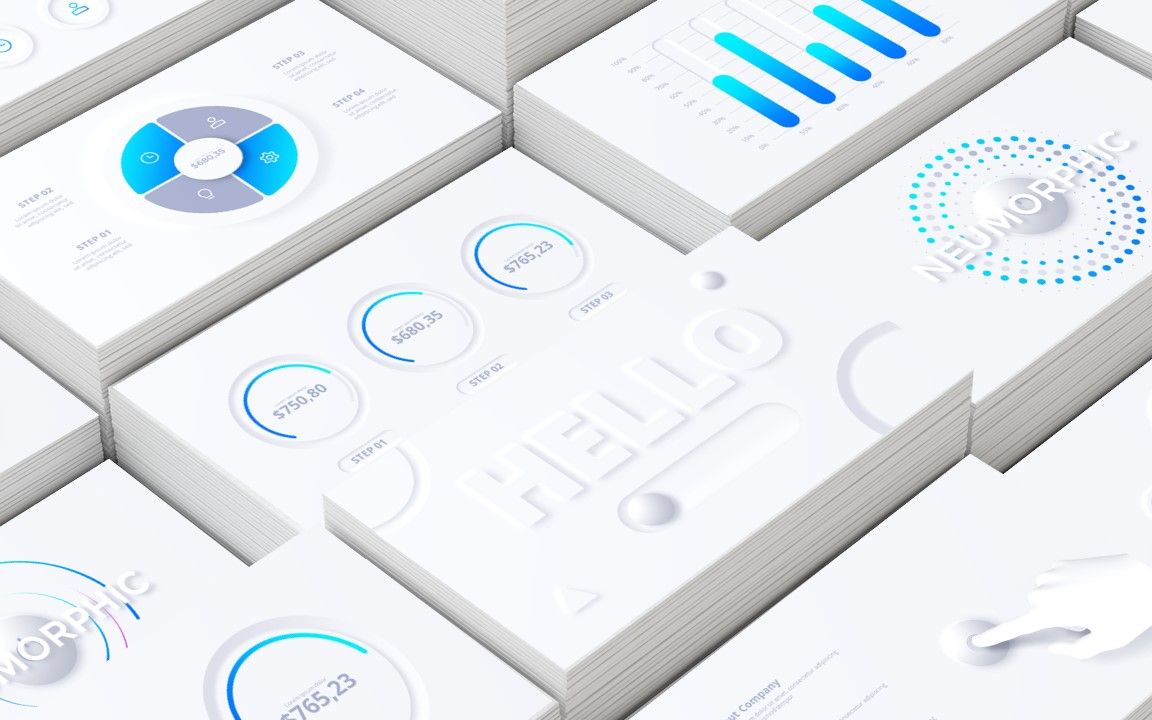 【新拟态科技】动态简洁高端PPT模板(亮)