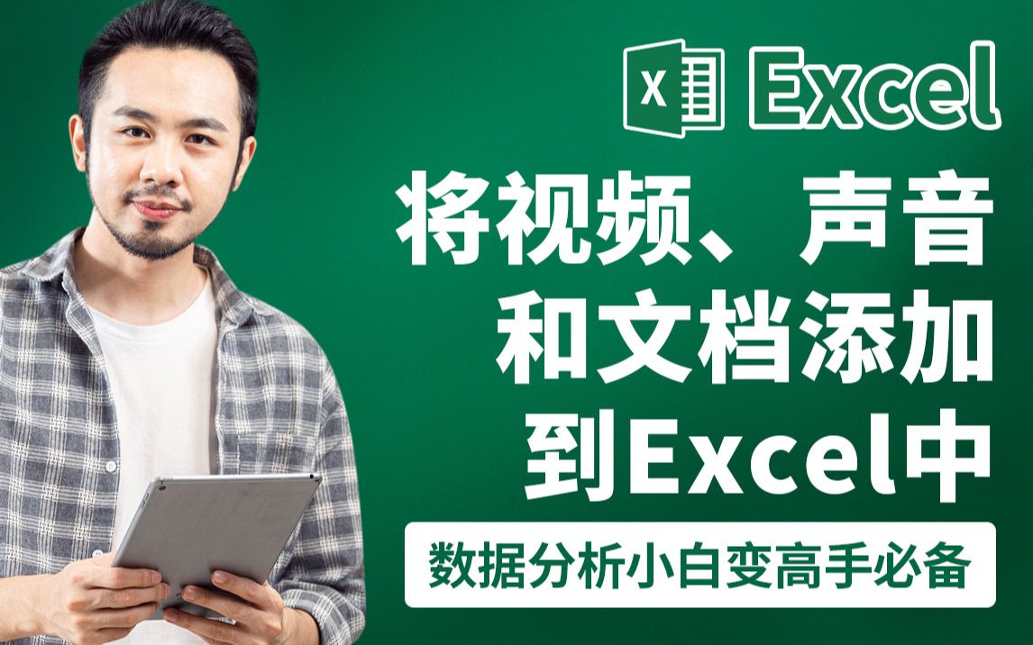 Excel自学教程-如何将视频、声音和文档添加到 Excel 中-excel数据分析...