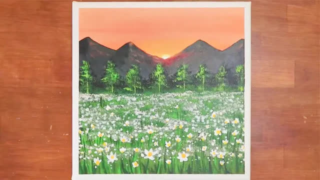 手工绘画教程,花田风景画的制作方法!