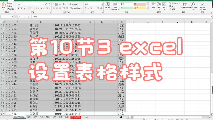 第10节3 excel 设置表格样式