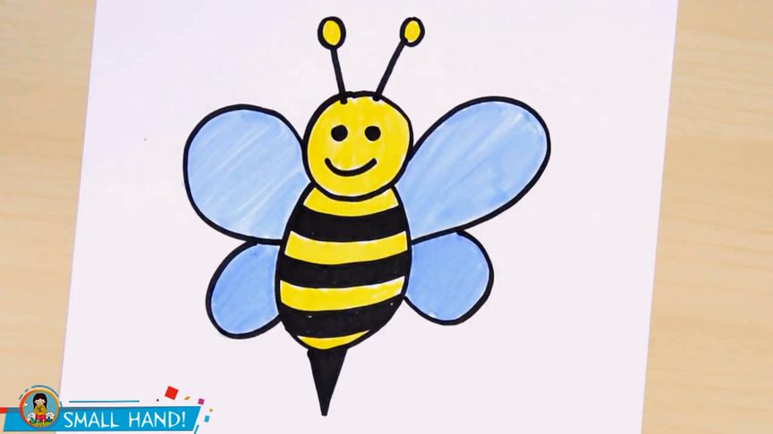 幼儿早教小昆虫画画,简笔画画一只可爱的小蜜蜂