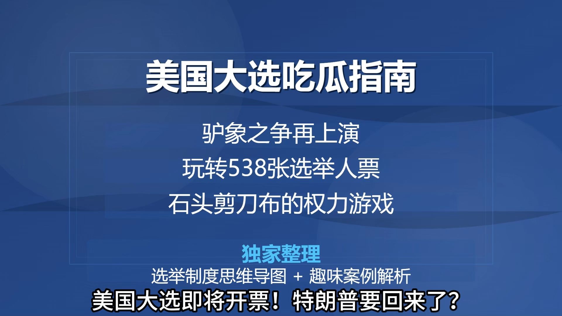 美国大选即将开票!特朗普要回来了?3分钟看懂最魔幻政治制度!