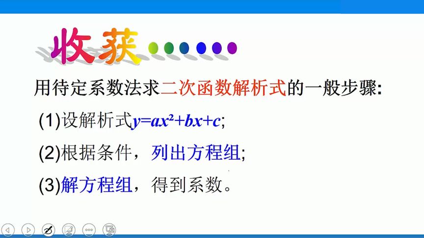数学微课,初中函数讲解,待定系数法求二次函数解析式