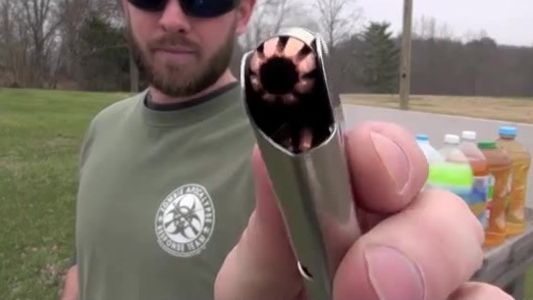 手枪射击达姆弹,直接开花打成铜饼,震不震撼