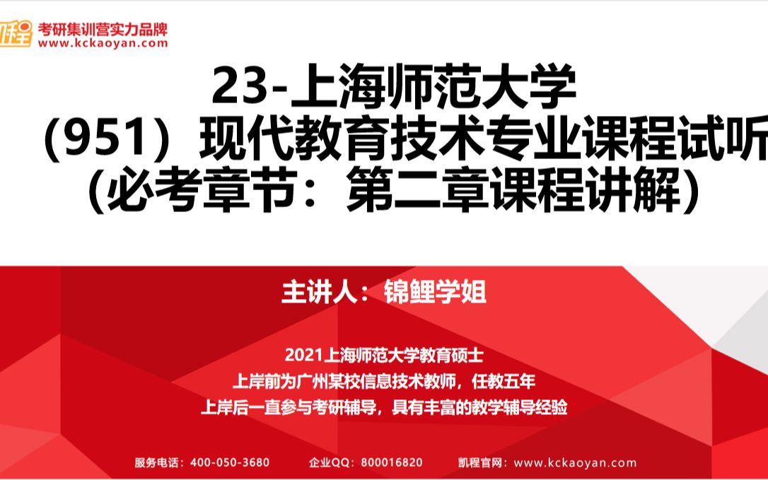 【凯程】2023上海师范大学951 现代教育技术 试听课